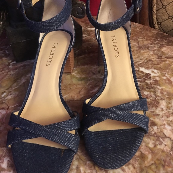 Talbots | Shoes | Talbots Sandals Denim Size 8 Block Heels | Poshmark